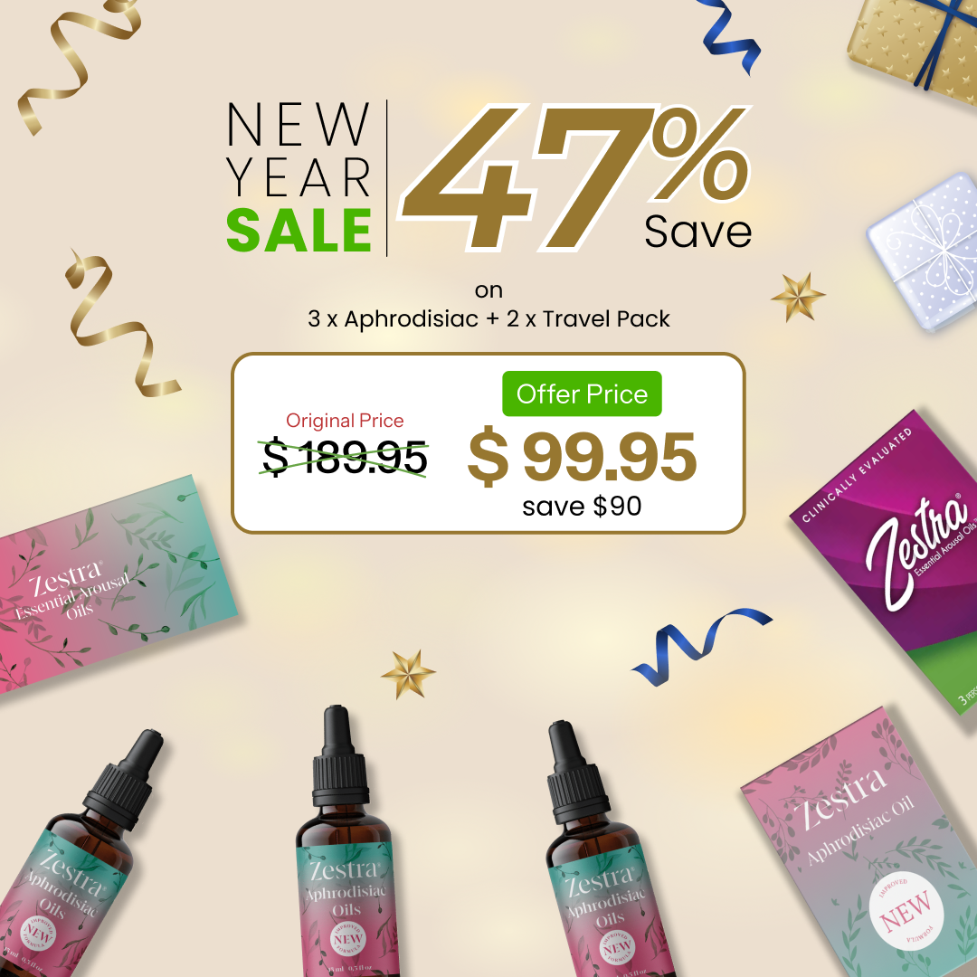 New Year Sale Special: 3 x Aphrodisiac Oil + 2 x Travel Pack - Zestra